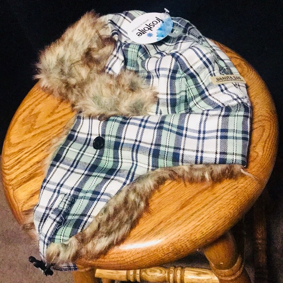 Vintage | Accessories | Nwt Furry Minty Plaid Dakota Dan Trapper Hat ...